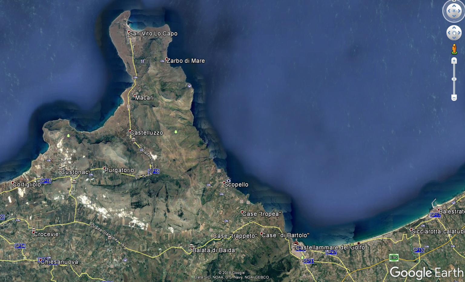 Mapa De Sicilia Balestrate Italia